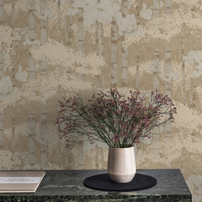 Grandeco Efferia Muted Trees Textured Wallpaper, Neutral