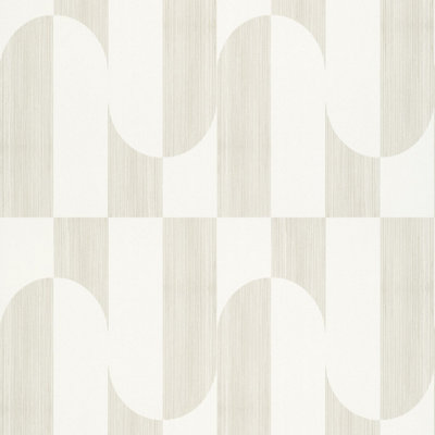 Grandeco Gael Geometric Shapes Textured Wallpaper, Neutral White | DIY ...
