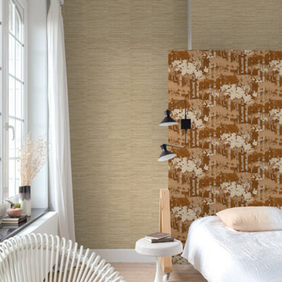 Grandeco Java Grasscloth Weave Textured Wallpaper Natural