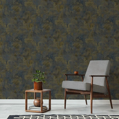 GRANDECO LIFE GALVANISED WALLPAPER 186402 NAVY