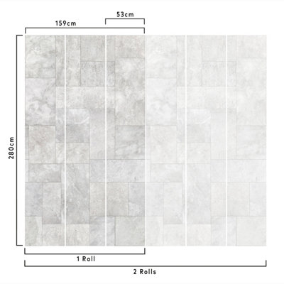 Grandeco Limestone Block Tile 3 lane repeatable Textured Mural, 2.8 x 1.59m