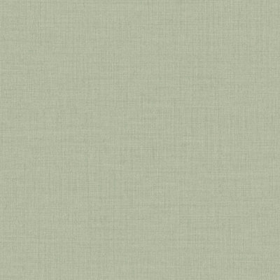 Grandeco Linen Textured Plain Wallpaper, Dark Sage Green | DIY at B&Q
