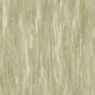 Grandeco Meteora Distressed Painted Plaster Effect Textured Wallpaper, Green