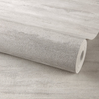 Grandeco Neuhaus Plain Clouds Plaster Textured Wallpaper, Light Grey