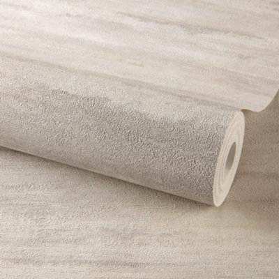 Grandeco Neuhaus Plain Clouds Plaster Textured Wallpaper, Light Taupe ...