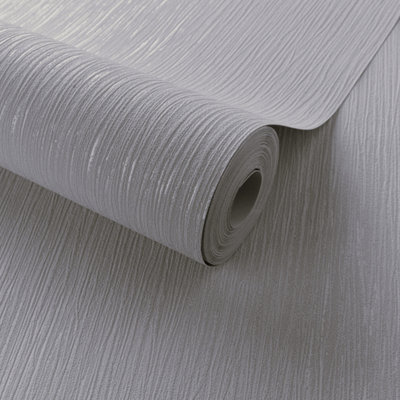 Grandeco Regency Plain Glitter Textured Blown Vinyl Wallpaper, Grey | £ ...