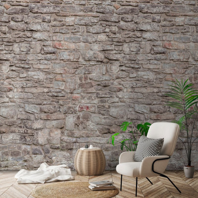 Grandeco Rustic Stone Cottage Wall 3 lane repeatable Textured Mural, 1. ...