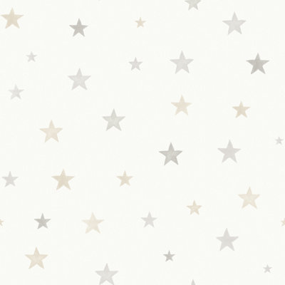 Grandeco Stars Nursery Textured Wallpaper Natural Grey