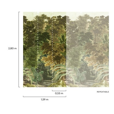 Grandeco Tapestry Jungle Forest Trees 3 lane repeatable wallpaper Mural ...