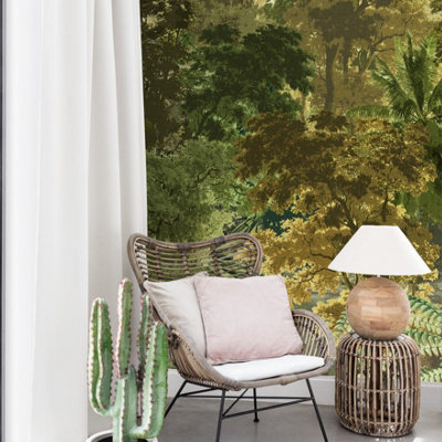 Grandeco Tapestry Jungle Forest Trees 3 lane repeatable wallpaper Mural ...