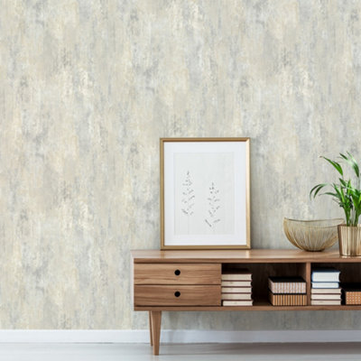 Grandeco Vincenzo Distressed Luxury Italian Plaster Cream Wallpaper