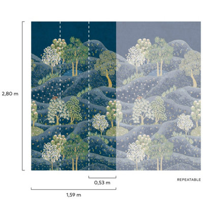 Grandeco Whimsy Landscape Scene 3 panel repeatable wallpaper Mural, 1. ...