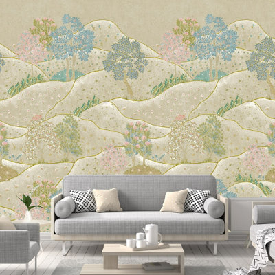 Grandeco Whimsy Neutral Landscape Scene 3 panel repeatable wallpaper ...