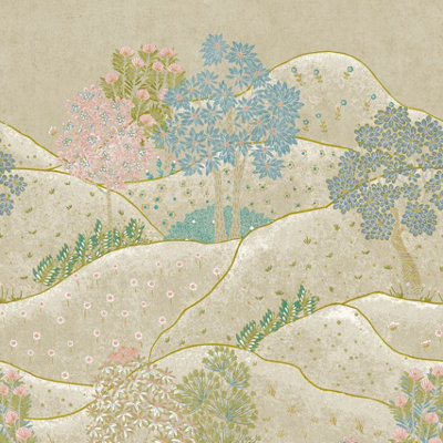 Grandeco Whimsy Neutral Landscape Scene 3 panel repeatable wallpaper ...