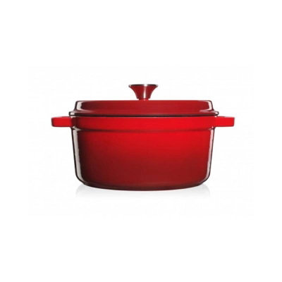 Grandfeu Red Cast Iron Pot, 3.5L with Lid - Stylish and Durable Kitchen ...