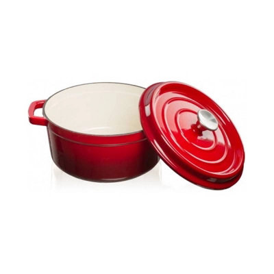 Grandfeu Red Cast Iron Pot, 3.5L with Lid - Stylish and Durable Kitchen ...