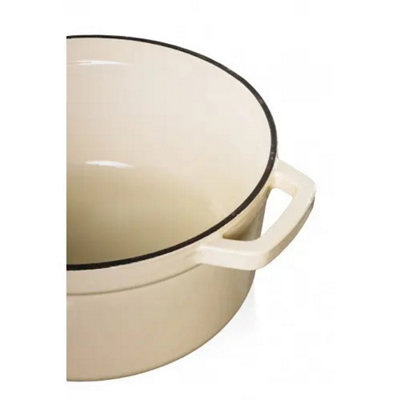 Grandfeu White Cast Iron Pot, 4.7L - Stylish & Durable, Ideal for ...