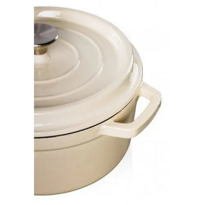 Grandfeu White Cast Iron Pot, 4.7L - Stylish & Durable, Ideal for ...