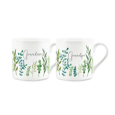 Grandma & Grandpa Mug Set of 2 - Ferns & Greenery Garden Themed Gifts ...