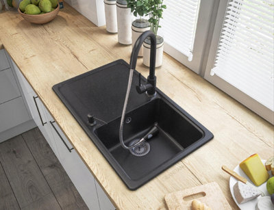 Granitan Kitchen Tap Snake Pull-Out Spout Black 1pc