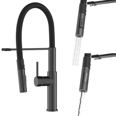 GRANITAN KITCHEN TAP SORIA WITH FLEXIBLE SPOUT GUNGREY 1PC