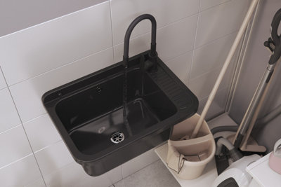 Granitan Negra Utility Sink for Garage, Boiler Room, Laundry with ...