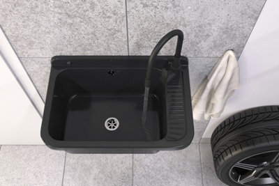 Granitan Negra Utility Sink for Garage, Boiler Room, Laundry with ...