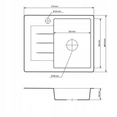 Granite Kitchen Sink Granitan Milano with Tap and Waste Set - 1pc