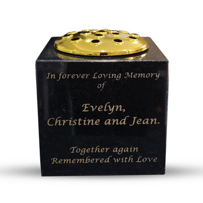 Granite Memorial Vase - Solid Granite - Free Personalised Gold ...