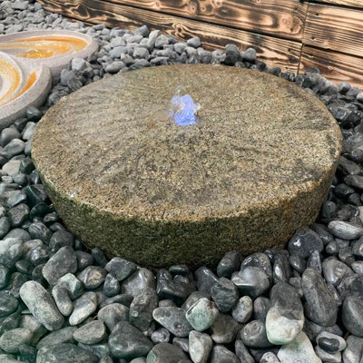 Granite Millstone Water Feature - Mains Powered - Natural Stone - L50 x ...