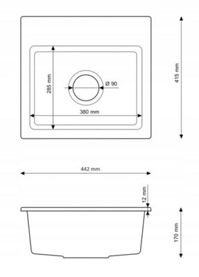 Granite Sink Teor Granitan with Tap and Waste Set