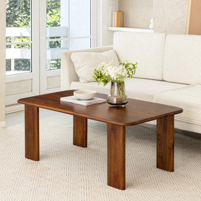 Granite Solid Wood Rectangular Coffee Table - Walnut