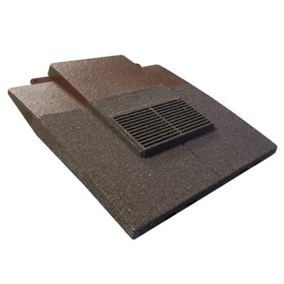 Granulated Antique Brown Plain in-line Roof Tile Ventilator & Pipe Adapter