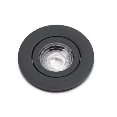 Graphite Grey 6W LED Downlight - 3K Warm White - Dimmable & Tilt IP44 ...