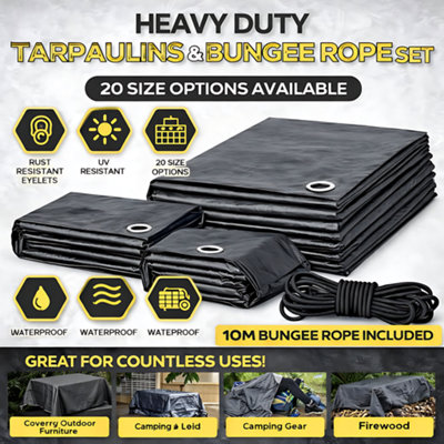 Graphite Grey Heavy Duty Tarpaulin 2 x 3 m 200 GSM Waterproof UV ...