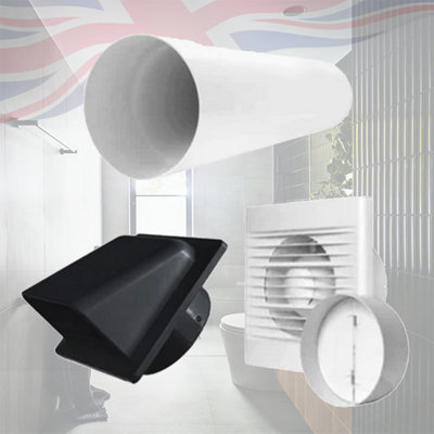 Graphite Wall Vent Kit with STYL Timer Extractor Fan - Complete Through ...