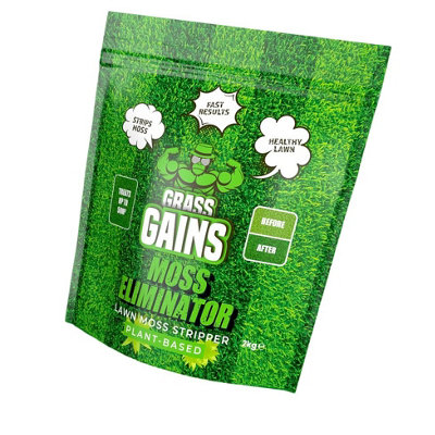 Grass Gains Plant-Based Moss Eliminator 2KG, Strips Moss from Lawns ...