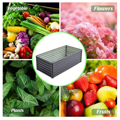 Gray Outdoor Metal Modular Flower Bed