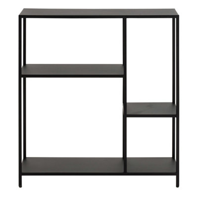 Graz Matt Black Metal Asymmetrical 3-Shelf Bookcase