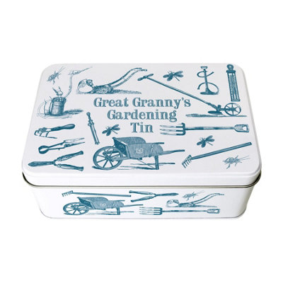 Great Grannys Gardening Tin - Rectangular Metal Vintage Garden Tool ...