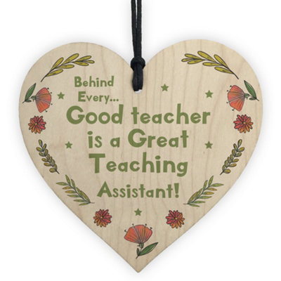 Great Teaching Assistant Gift Wood Heart Thank You Gift From Teacher ...