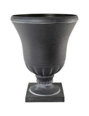 Greek Style Urn Garden Planter 26LT Aged Black Stone Effect Basalt Look ...