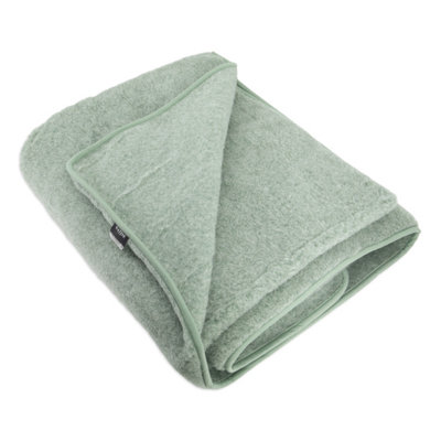 Green 100% Merino Wool Blanket - Natural Throw