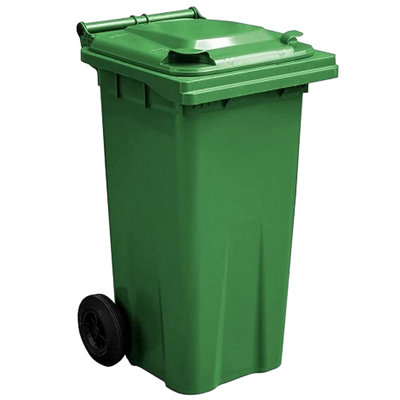 Green 140L Compact Sized Waste Recycling Wheelie Bins With Strong ...