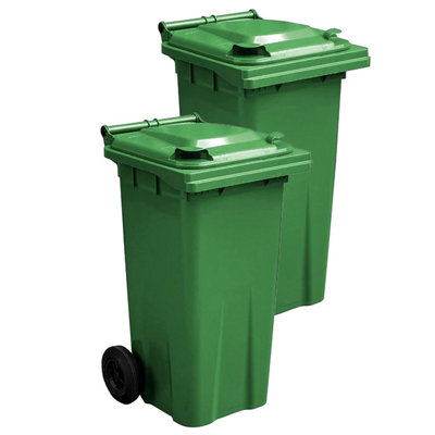 Green 140L Compact Sized Waste Recycling Wheelie Bins With Strong ...
