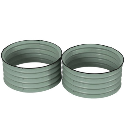 Green 2-Pack Metal Raised Planter Beds with Safety Edging Outsunny