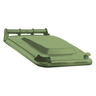 Green 240L Standard Sized Outdoor Recycling Wheelie Bin With Rubber ...