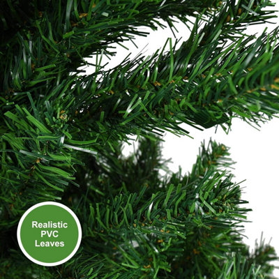 GREEN 7Ft Christmas Tree Premium Artificial Hinged Realistic Natural ...