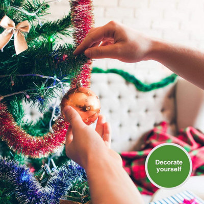 GREEN 7Ft Christmas Tree Premium Artificial Hinged Realistic Natural ...