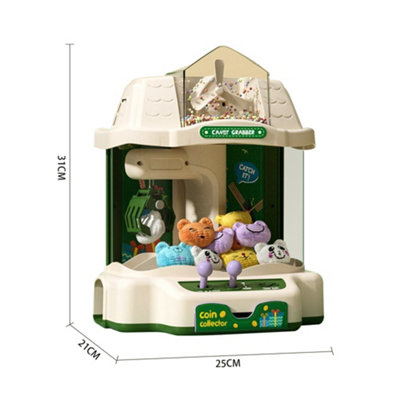 Green Arcade Claw Machine for Kids Toy Grabber Machine with Game Coins